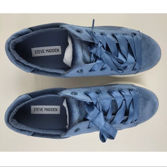 Steve Madden | Shoes | Steve Madden Blue Velvet Platform Sneaker Lace ...
